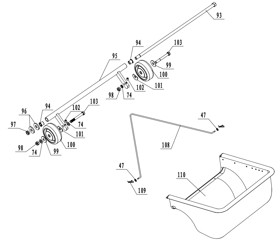 RL205H, RL207H (CASTERS & TIE ROD & GRASS CATCHER) – zampree.com